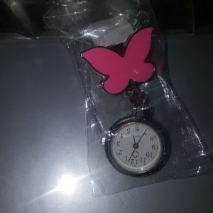 Accessories | Pink Butterfly Lapel Watch | Poshmark